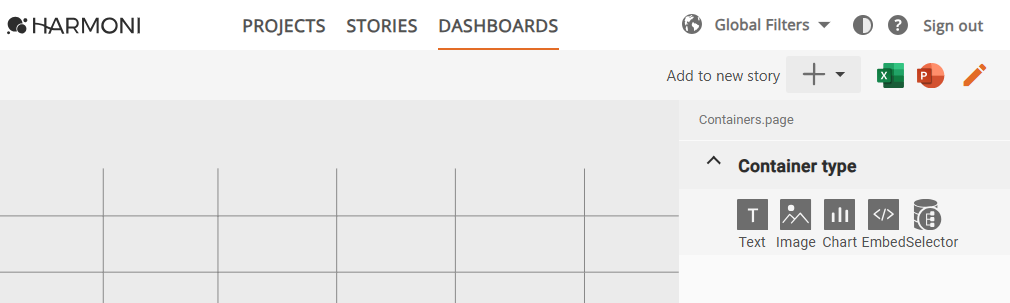 Dashboard Containers – Harmoni Online