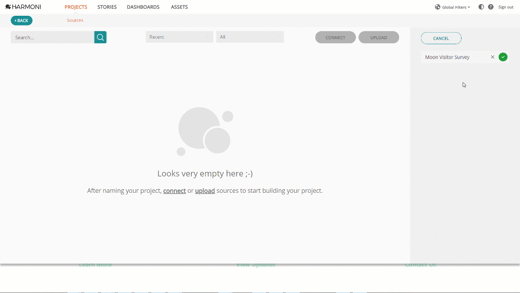Add Data to your Project - Upload or Connect to Data Sources – Harmoni Online